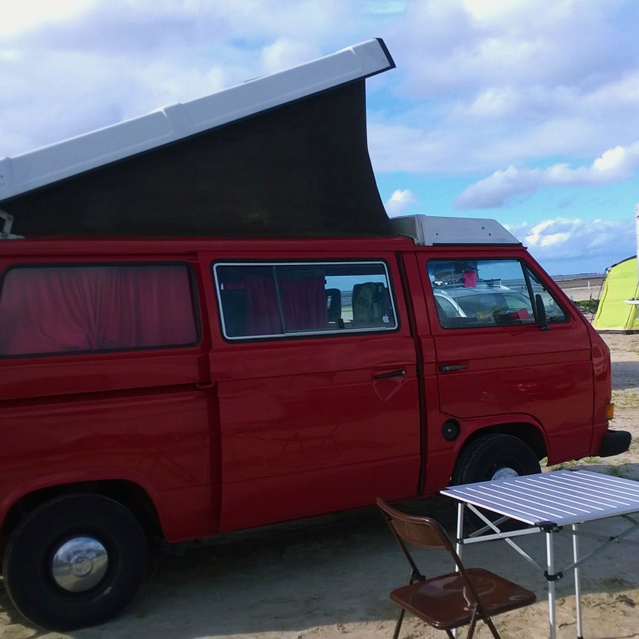 bulli am strand Bensersiel – unterwegs mit dröppel